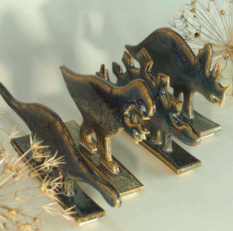 Ceramic Dinosaurs, Set of 4: Brontosaurus, Steg... - Folksy