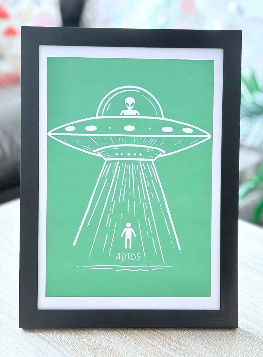 A4 Framed UFO Funny Quote Print - Folksy