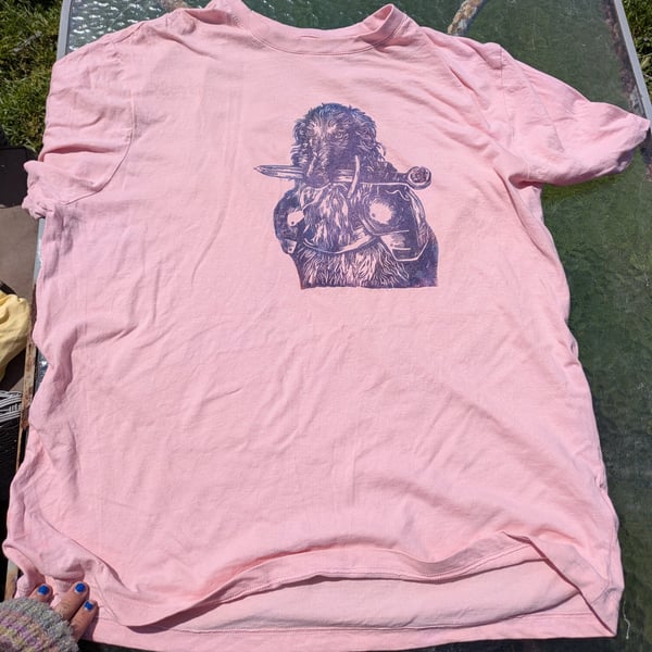 upcycled lino print medieval borzoi knight t-sh... - Folksy