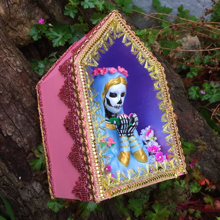 Kitsch Day Of The Dead Santa Muerte Wall Altar ... - Folksy
