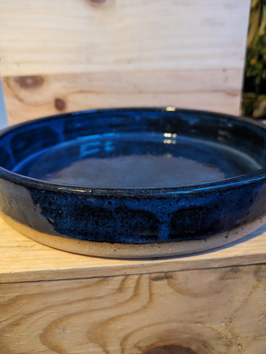Medium to large shallow dark blue textured clay... - Folksy