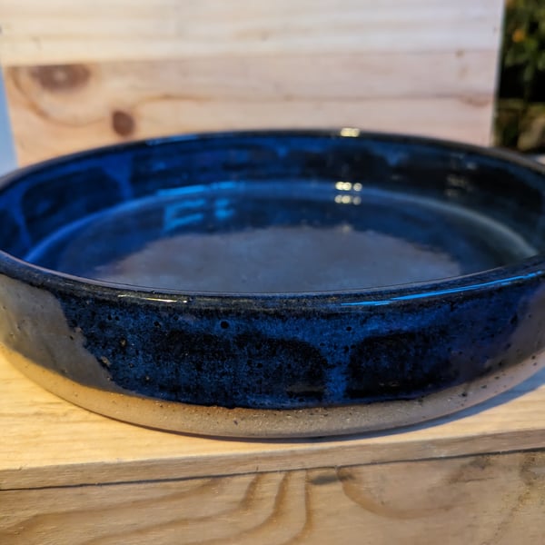 Medium to large shallow dark blue textured clay... - Folksy