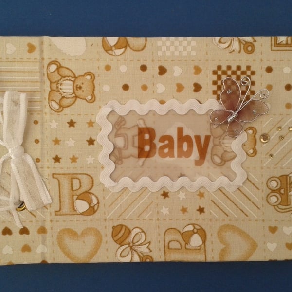 SALE - A6 fabric covered baby album - Folksy