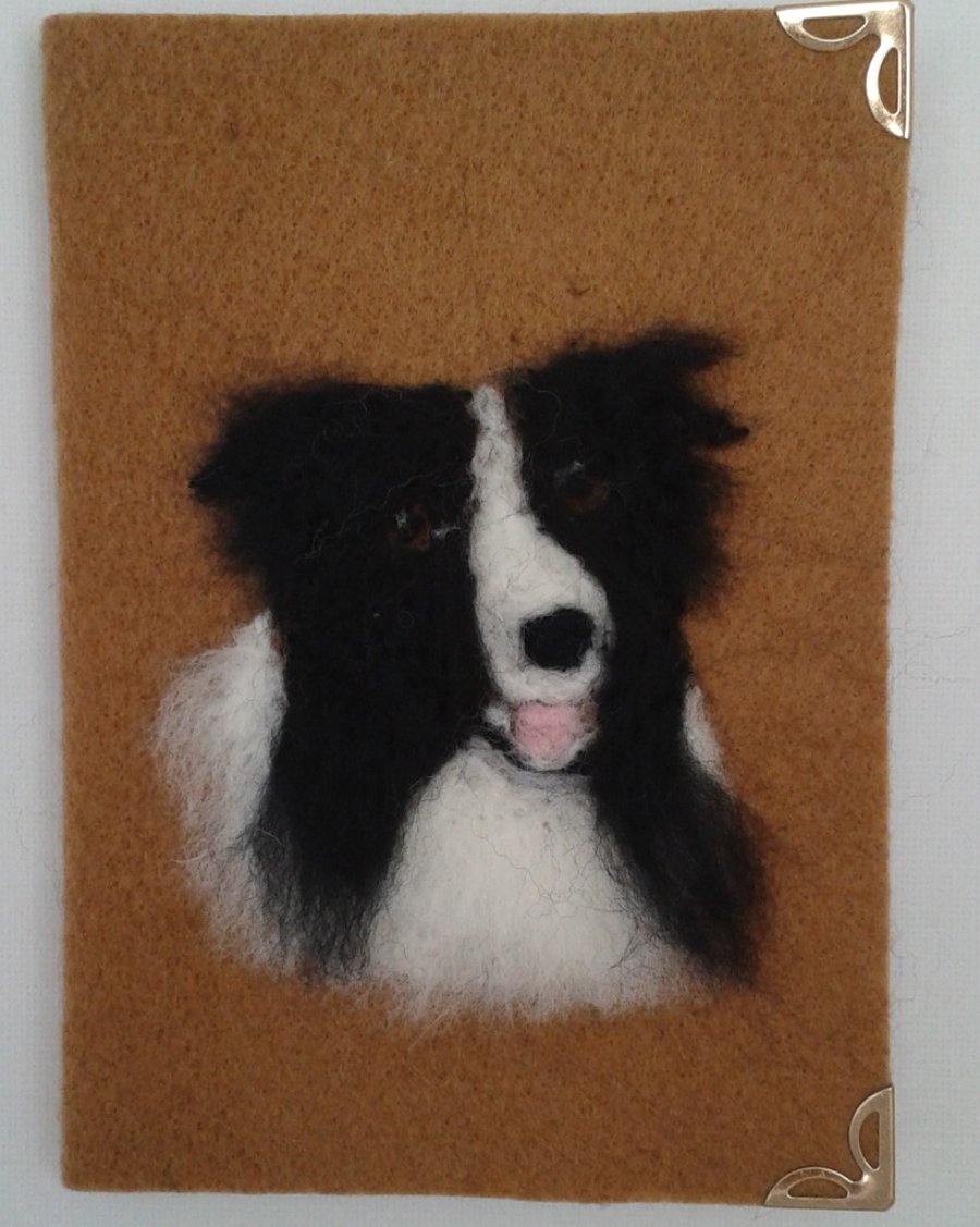 Needle felted Border Collie A6 notebook - Folksy