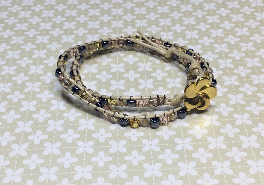 Double Wrap Bracelet Beaded Bracelet - Folksy