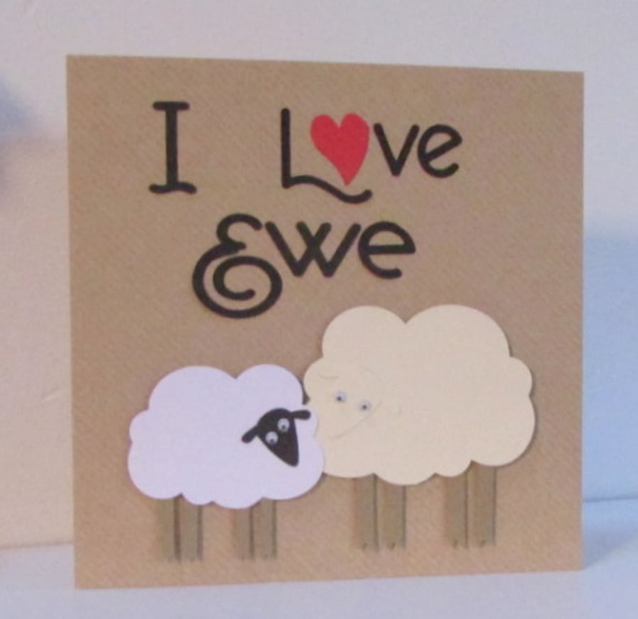 I Love Ewe Sheep Card - Folksy