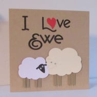 I Love Ewe Sheep Card - Folksy