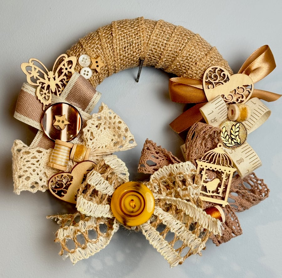 Buttons, Bows and Bobbins Wreath - Folksy