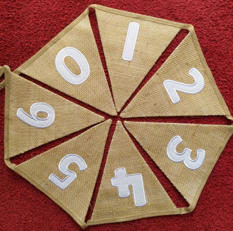 Numbers Straight Leg Bunting Hessian - 0-10; 1-... - Folksy
