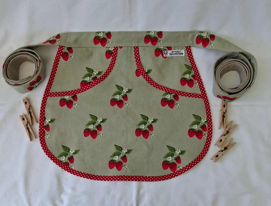 Strawberry themed Peg Bag Apron, Handmade from ... - Folksy