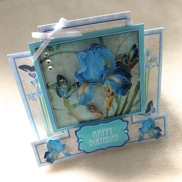 Dainty Handmade Iris Birthday Card - Folksy