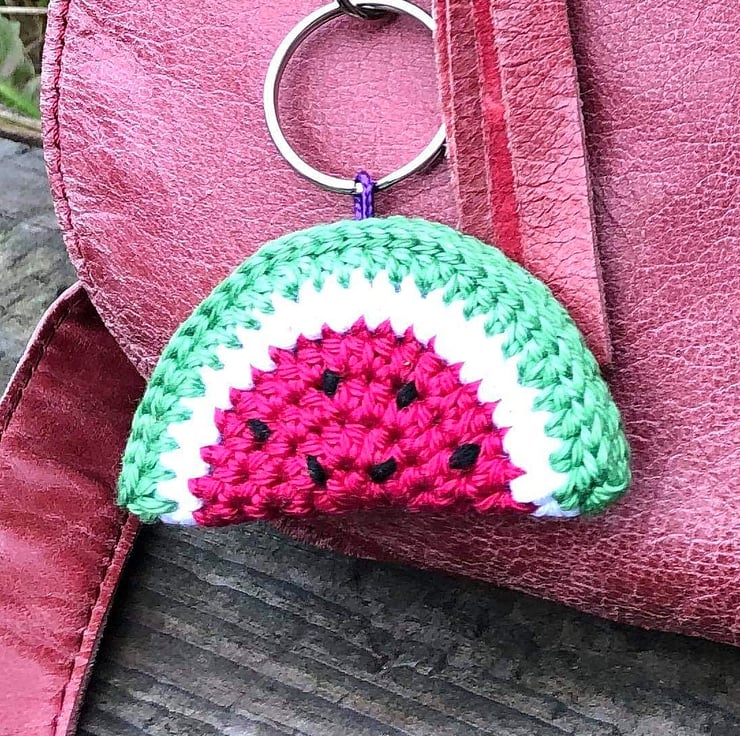 Crochet Watermelon Keyring, Bag Charm - Folksy