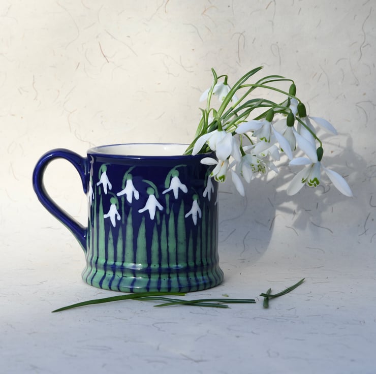 Snowdrop Country Mug - Hand Painted - Folksy