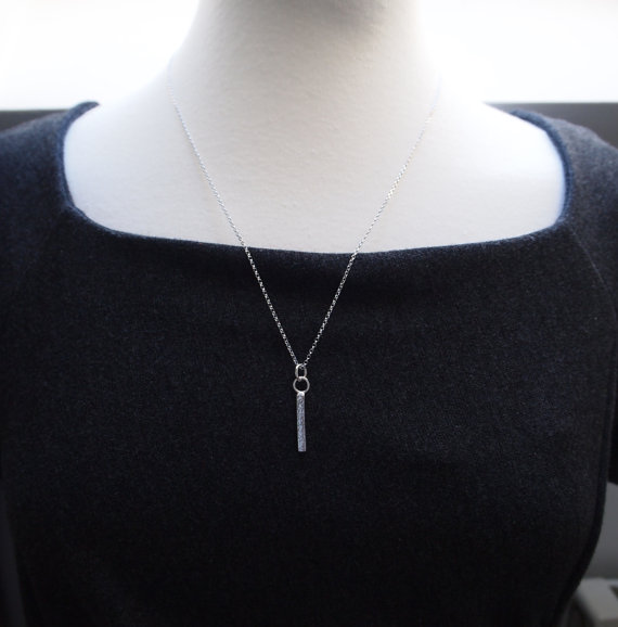 Silver Pendant - Solid silver rod necklace pend... - Folksy