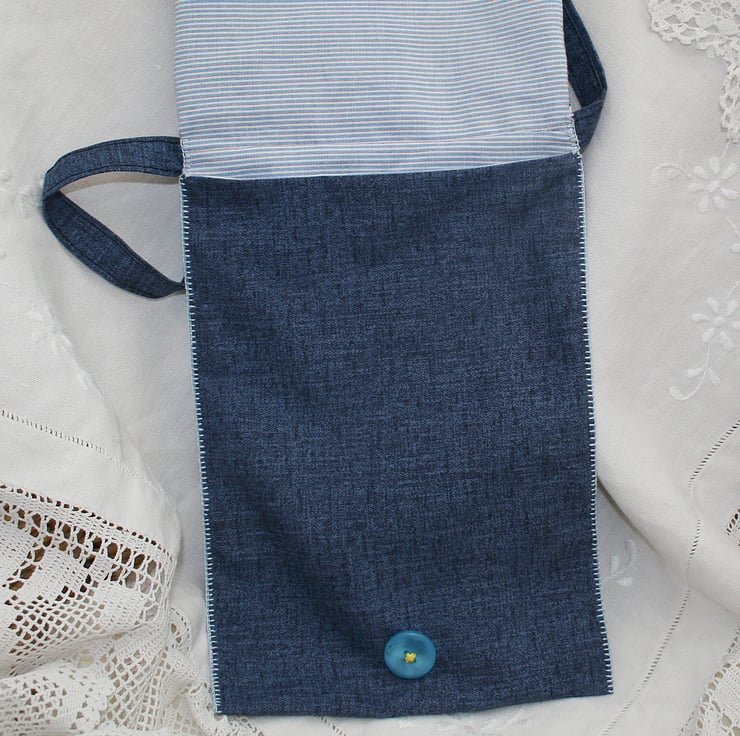 SALE Blue Patchwork Messenger Bag with recycled... - Folksy