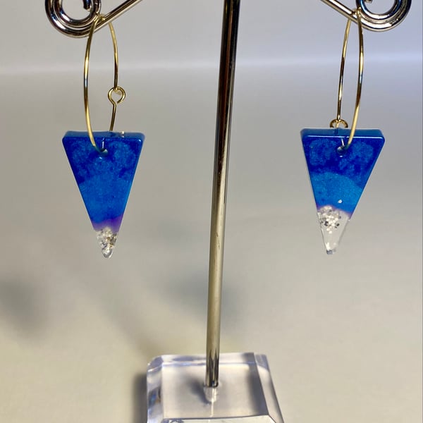 Handmade blue resin and silver biodegradable gl... - Folksy