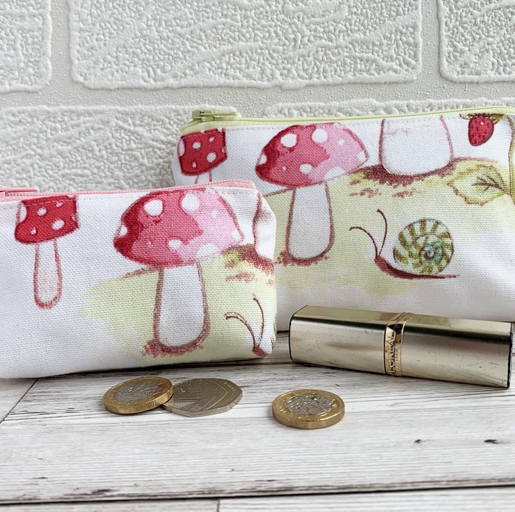 Large Purse, Coin Purse with Snail and Toadstools - Folksy