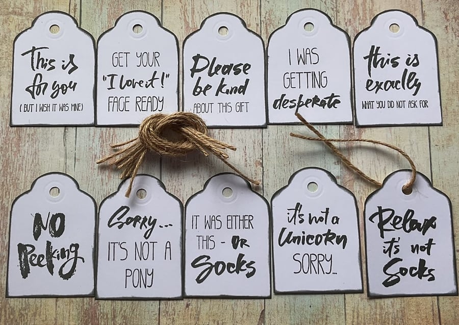 Funny Gift Tags - pack of 10 tags and twine - B... - Folksy