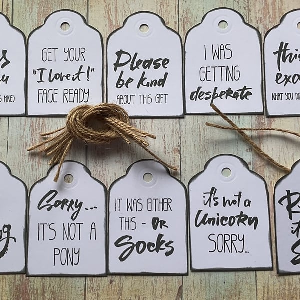 Funny Gift Tags - pack of 10 tags and twine - B... - Folksy