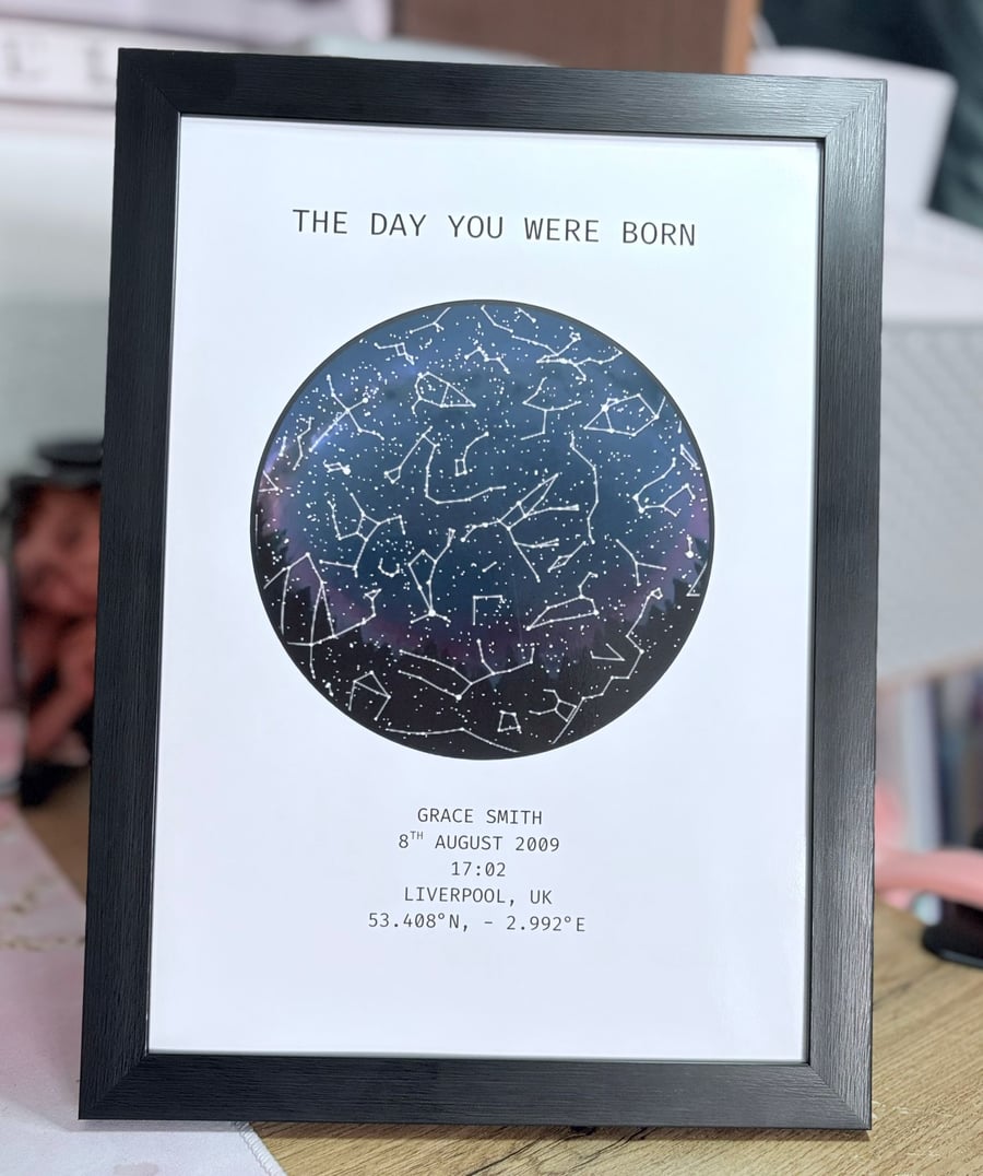 A4 personalised stars framed picture - Folksy