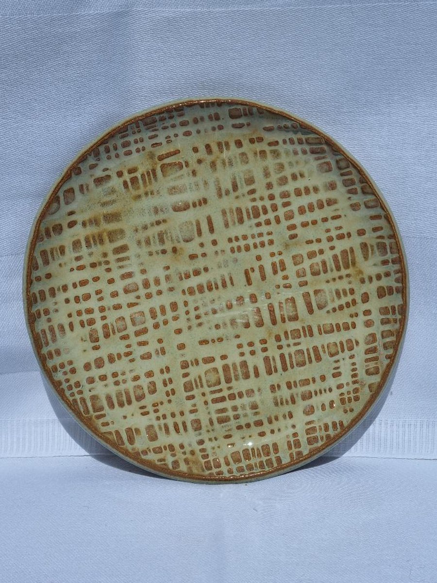 Small textured Handcrafted ceramic plate featur... - Folksy