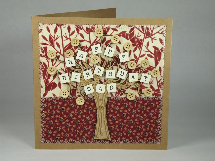Happy Birthday Dad Fabric Greetings Card - Folksy