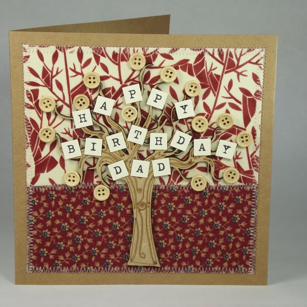 Happy Birthday Dad Fabric Greetings Card - Folksy