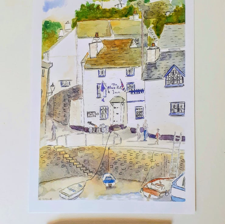 Art print Blue Peter pub, Polperro from origina... - Folksy