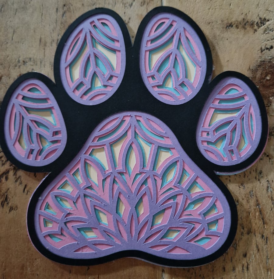 Mandal layered paws 8"x8" - Folksy
