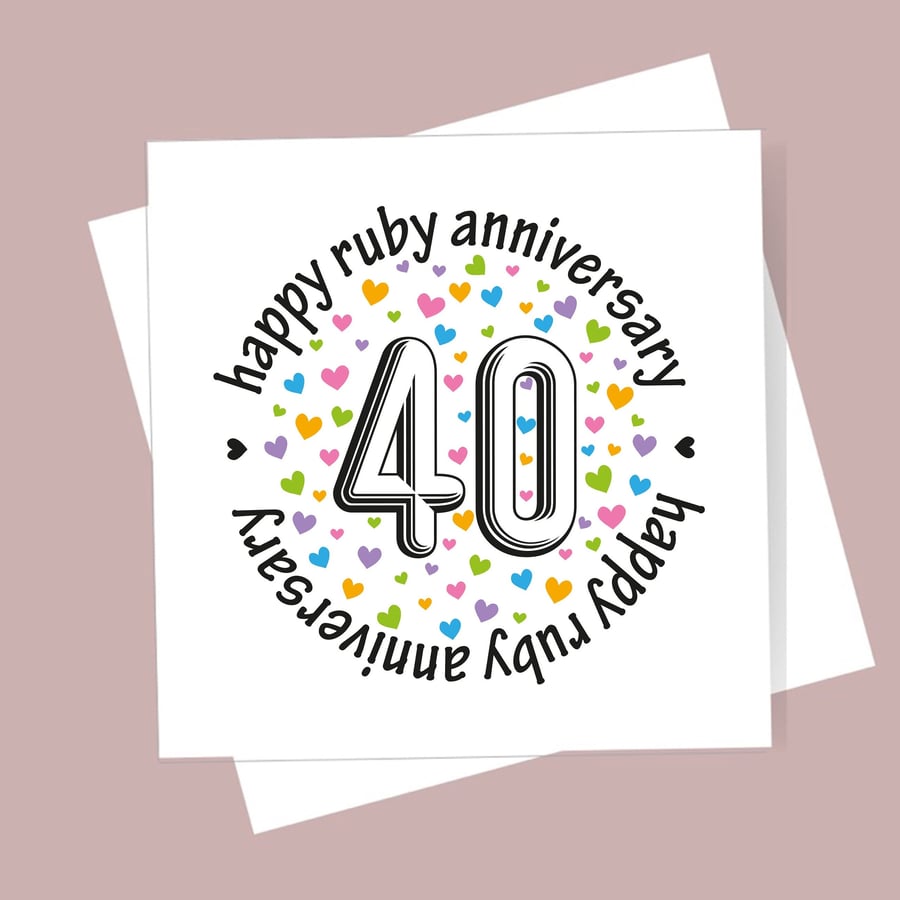 Ruby Wedding Anniversary Card - 40 Years Marrie... - Folksy