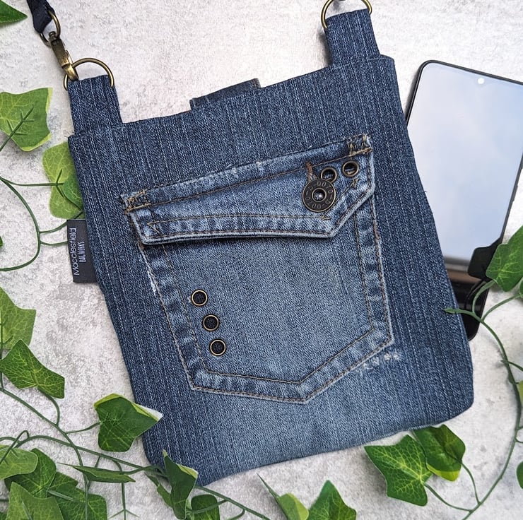 Denim Bag - Grungy Denim Mini Cross Body Crosso... - Folksy