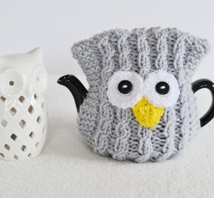 1 - 2 Cup Hand Knitted Owl Tea cosy Pot Cover - Folksy