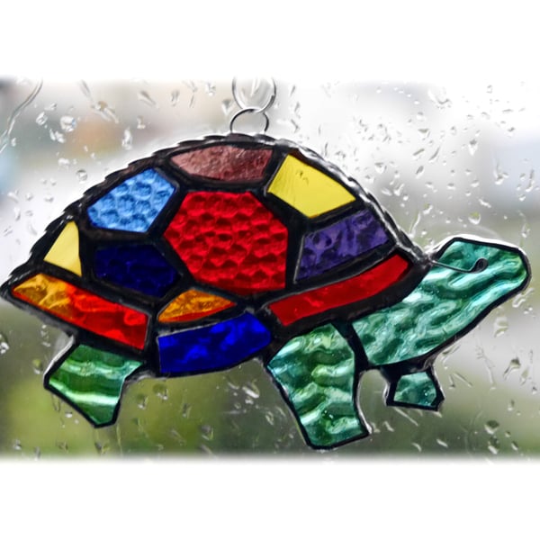 Suncatcher Stained Glass Tortoise Handmade Rain... - Folksy