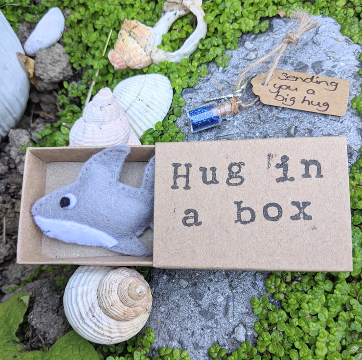 Shark, hug in a box, felt shark, handmade shark - Folksy
