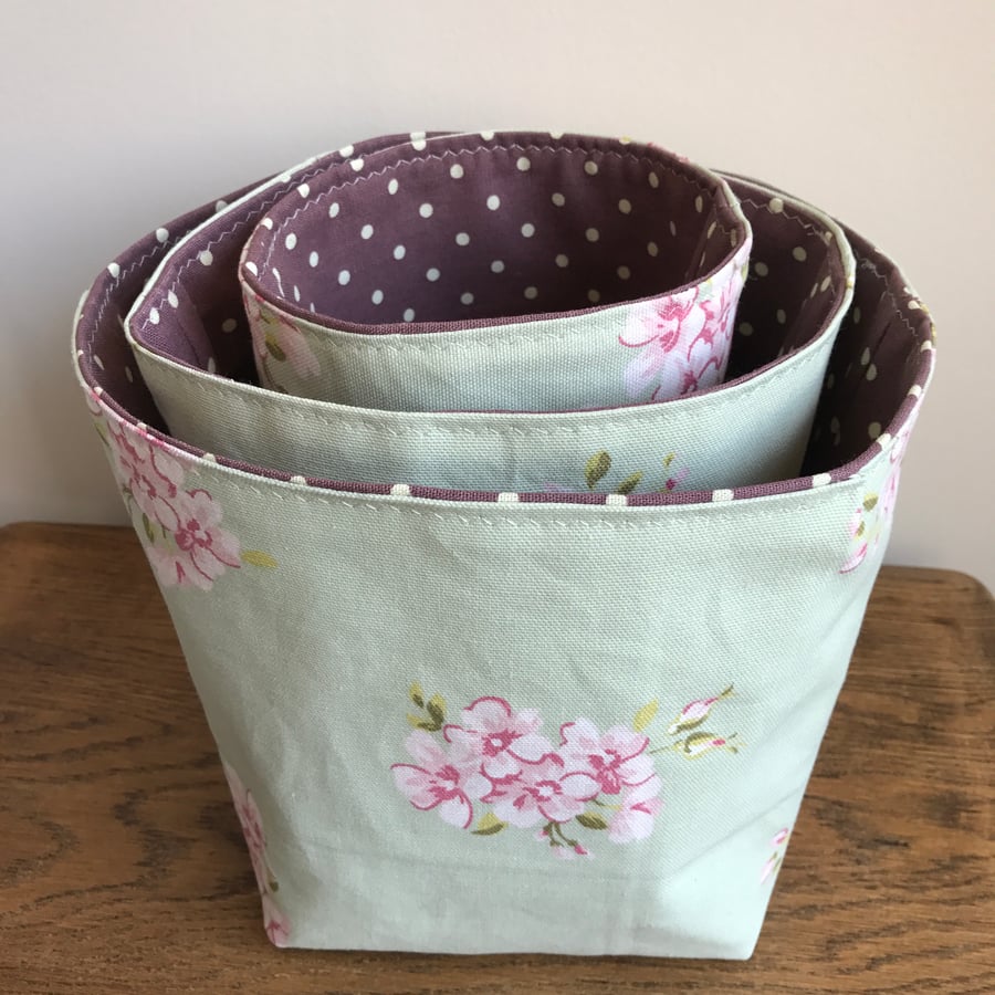 3 nesting fabric storage baskets - Folksy