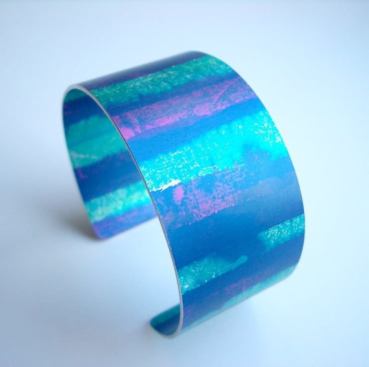Aluminium cuff bangle in blue and pink - Folksy