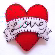 FB062 - Hot Red LOVE Heart Shape Handmade Felt ... - Folksy