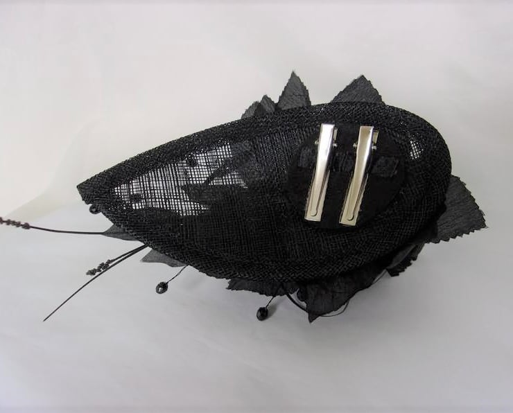 Black Rose Retro Teardrop Gothic Fascinator Hat - Folksy