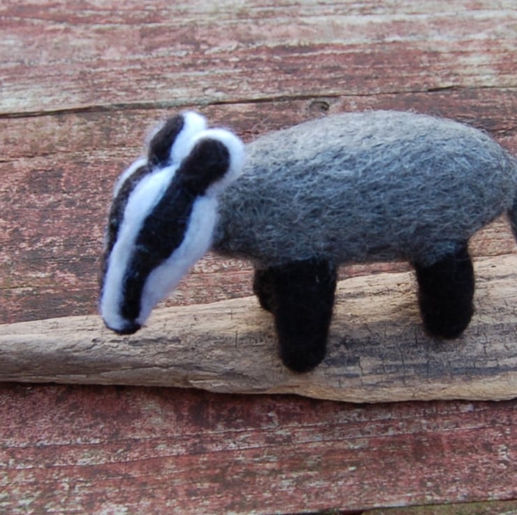 Needle felt Badger. Textile art sculpture - Folksy