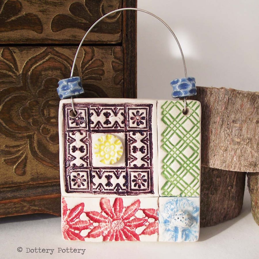 50% OFF Small decorative ceramic tile with hand... - Folksy