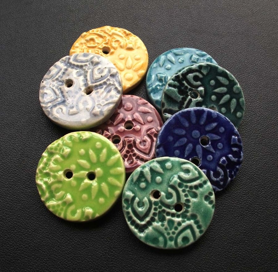 Set of 8 large ceramic buttons - Folksy