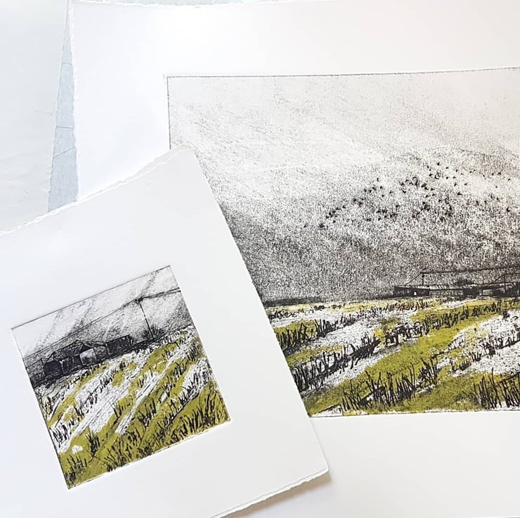 Collagraph Print - Hilltop Farm - An Original, ... - Folksy