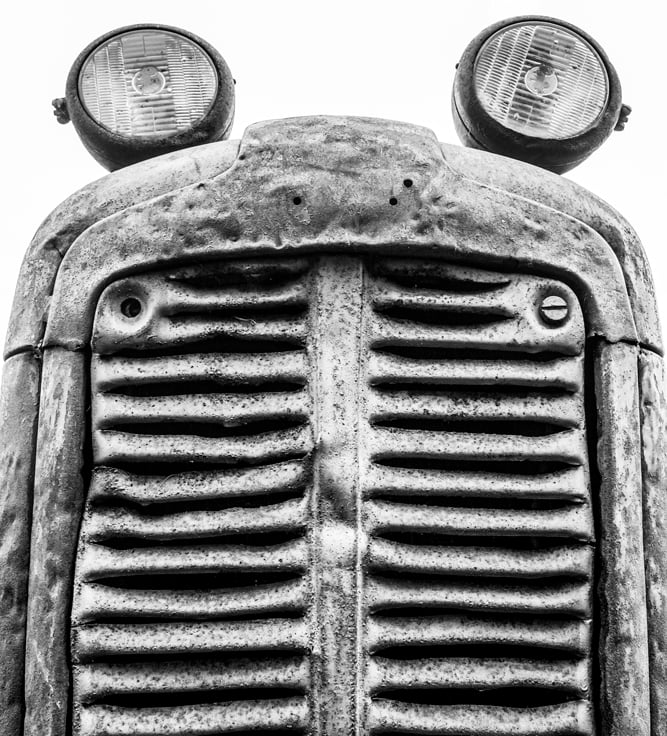 Black & White photograph of a rusty Massey ... - Folksy