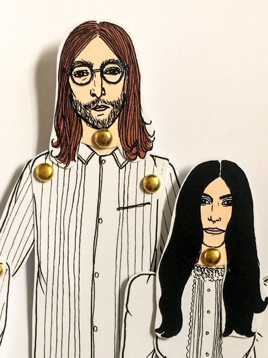 John Lennon and Yoko Ono dolls, print - Folksy
