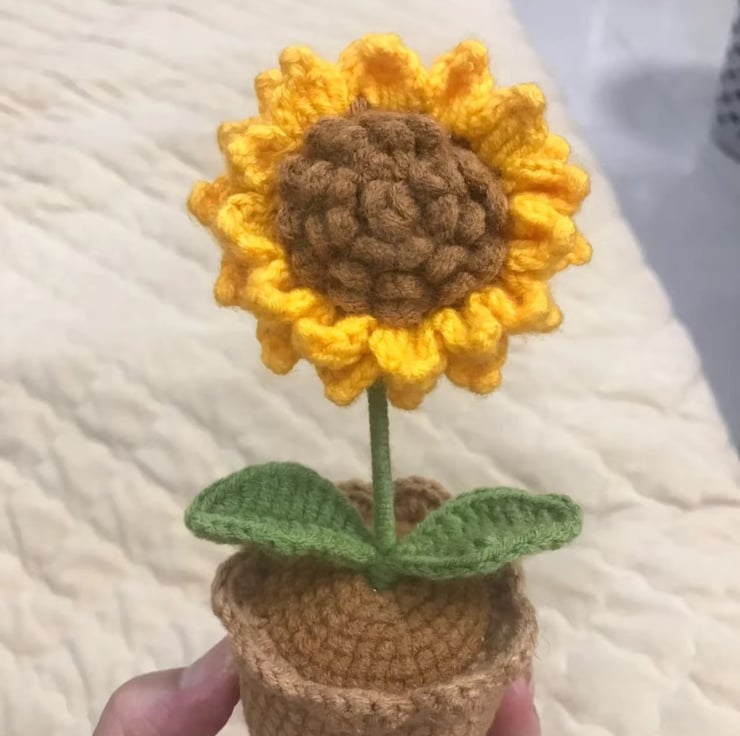 Artisanal Crochet Yarn: Vibrant Sunflower Potte... - Folksy