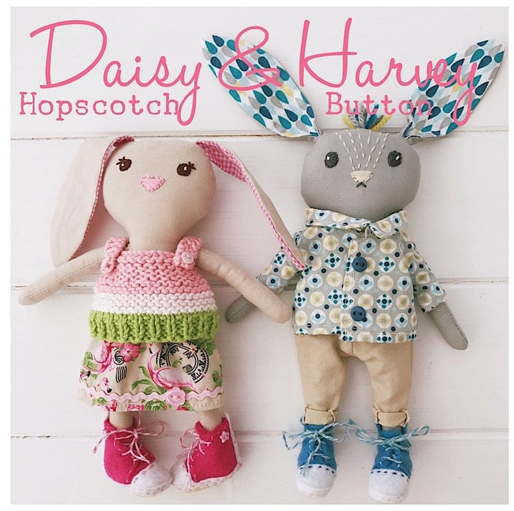 Digital PDF Sewing Pattern for Mini Rabbit Doll... - Folksy
