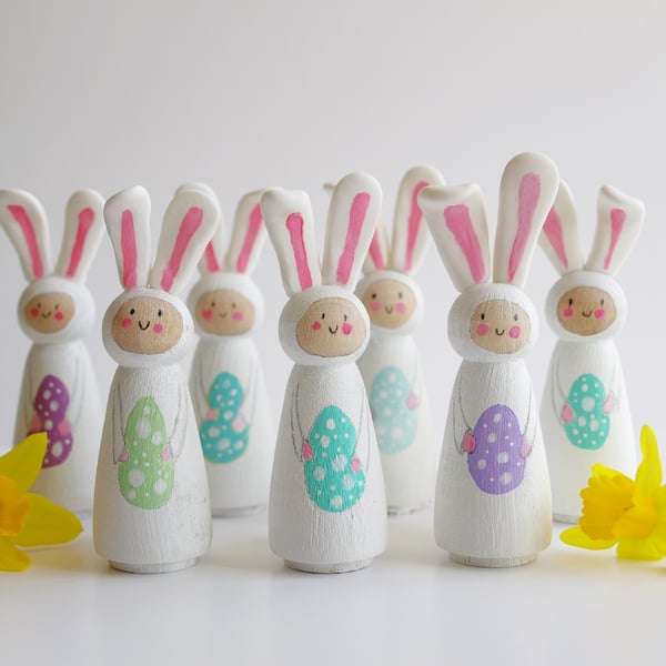 Easter Bunny Peg Dolls - Folksy