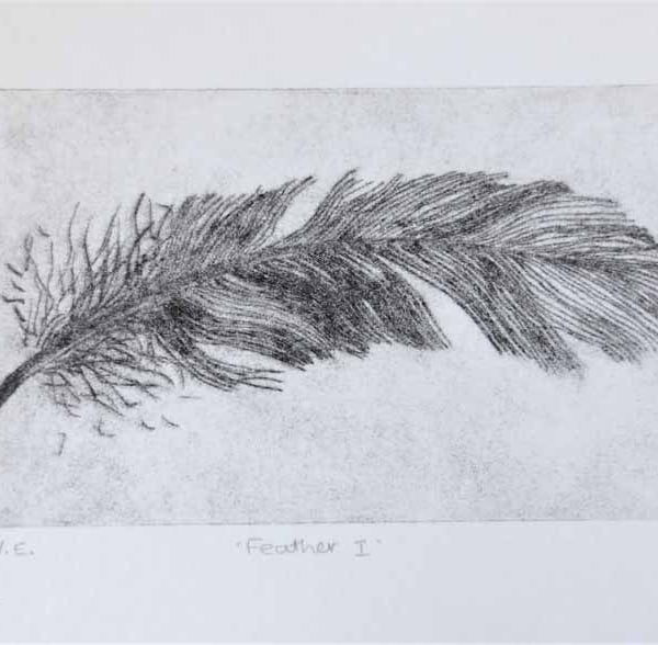 Drypoint original print feather I no.2 in a lim... - Folksy