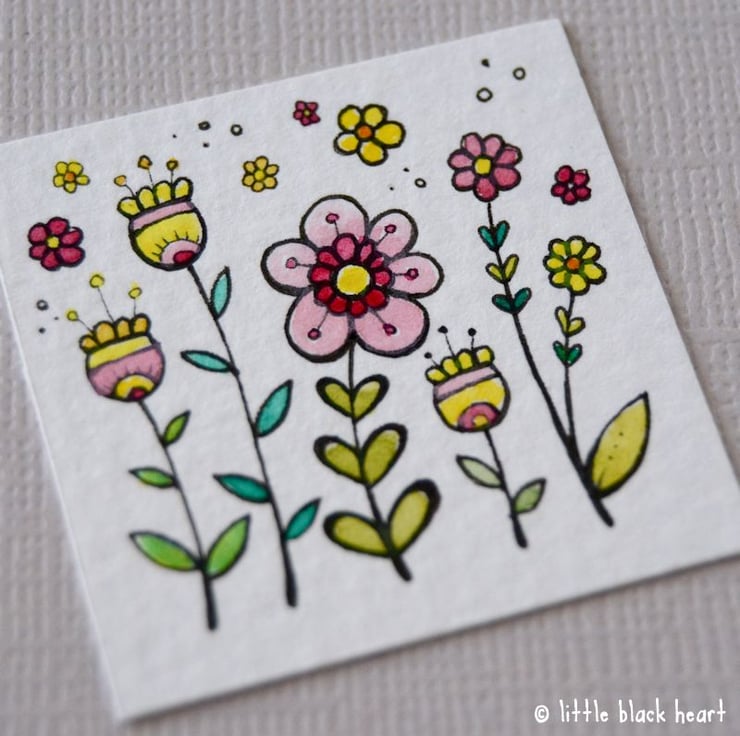 spring blooms and blossom - miniature artwork - Folksy
