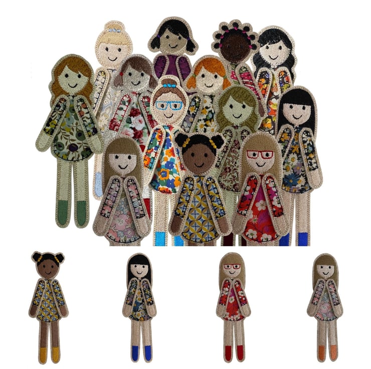 Dolly Bookmark, Textile Bookmark, Embroidered B... - Folksy